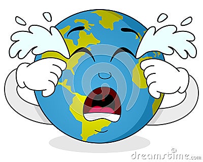 Sad Crying Earth Cartoon Character Vector Illustration | CartoonDealer ...