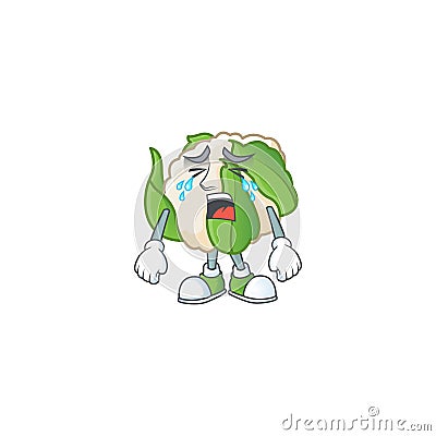 Sad Crying Gesture Cauliflower Cartoon Character Style Vector ...