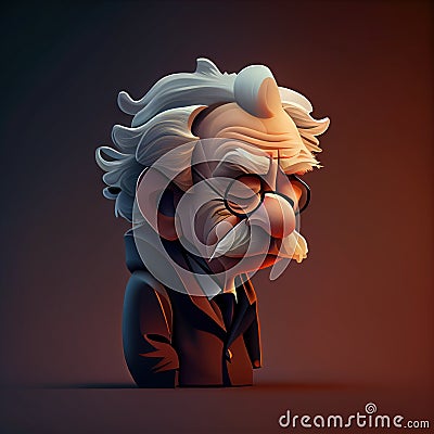 Sad Einstein Cartoon With Wild Hair And Famous Suit, Made With ...
