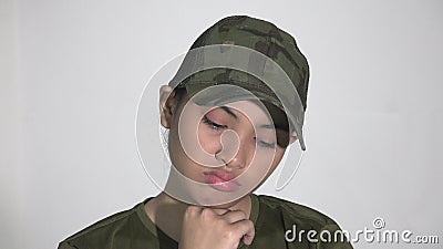 A Sad Female Army Soldier stock video. Video of fighters - 246838143