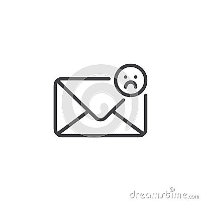 Sad Message Envelope Outline Icon Vector Illustration | CartoonDealer ...