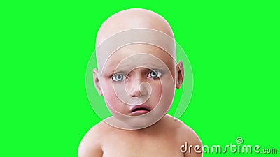 Sad Speaking Baby, Children. Green Screen Realistic Animation. Stock ...