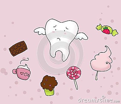 Sad Tooth And Sweets Stock Image | CartoonDealer.com #13378597