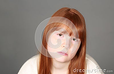 Sad Tween Redhead Girl With Freckles Stock Photography | CartoonDealer ...