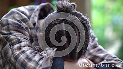 Sad Upset Boy Sitting with His Head Bowed Stock Footage - Video of ...