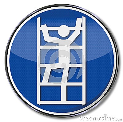 Safety Sign Use Ladder Safely Cartoon Vector | CartoonDealer.com #89829525
