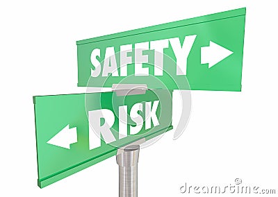 Safety Vs Risk Security Protection Reduce Danger Signs Royalty-Free ...