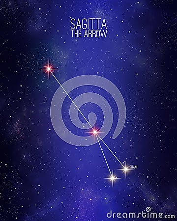 Sagitta The Arrow Constellation On A Starry Space Background With The ...