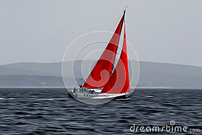Sailboat Moving Fast Royalty Free Stock Images - Image: 2292239