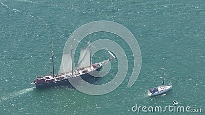 Sailing ship from above stock video. Video of ship, yacht - 210941457
