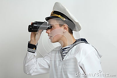Sailor Looking Through Binoculars Royalty-Free Stock Photo ...