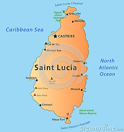 Saint Lucia Map Royalty Free Stock Image - Image: 21698246