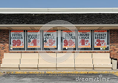 Sale Signs At Grocery Store Royalty Free Stock Photo - Image: 13838855