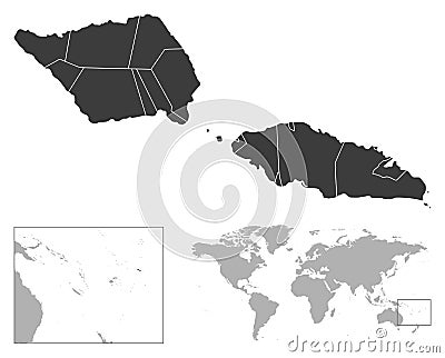 Samoa - Detailed Country Outline And Location On World Map. Royalty ...