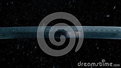 Samurai Sword Unsheathed with Snow Falling Stock Footage - Video of ...