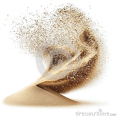 Sand Explosion On White Background Dramatic Desert Dust Cloud Stock ...