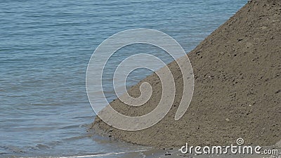 Sand Falling in the Beach in Works of Regeneration of Beaches Stock ...