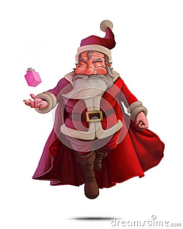 Santa Claus Super Hero - White Background Stock Illustration - Image ...