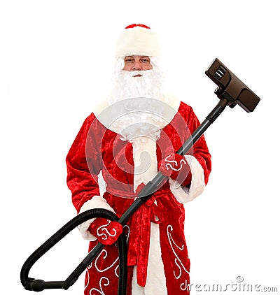 Santa Claus With A Vacuum Cleaner Stock Photos - Image: 16498013