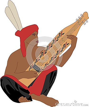 Sape Dayak Flat Illustration Vector | CartoonDealer.com #252478936