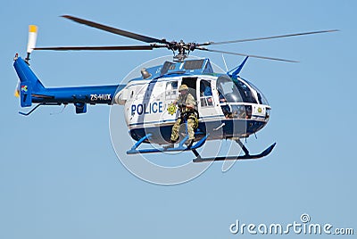 SAPS Bo 105 Helicopter And Sniper From Side Editorial Stock Photo ...