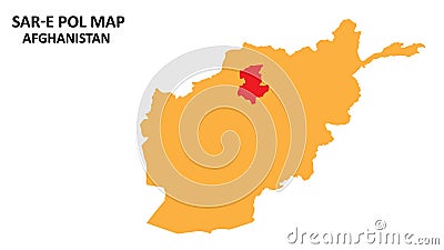 Sar E Pol State And Regions Map Highlighted On Afghanistan Map Cartoon ...