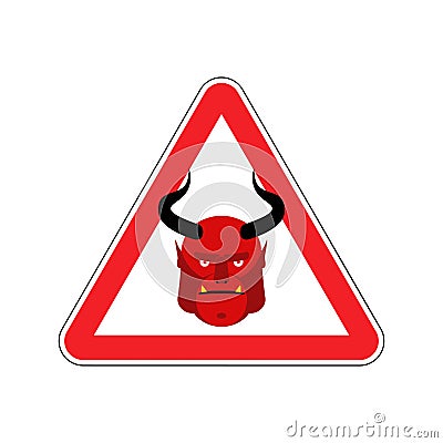 Satan Warning Sign Red. Demon Hazard Attention Symbol. Danger Road Sign ...