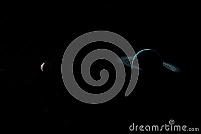 Satellite Oberon Orbiting Around Uranus Planet In The Outer Space Stock ...