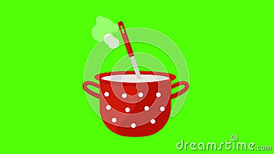 Saucepan Animation on Green Screen Chroma Key, Flat Design Element ...
