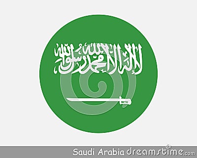 Saudi Arabia Round Circle Flag. Saudi Arabian Circular Button Banner ...
