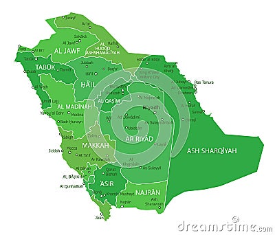 Saudi Arabia States Map Vector Illustration Template | CartoonDealer ...