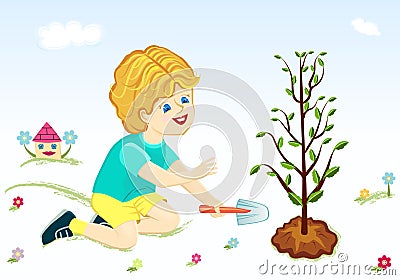 Save Our Green Planet - Boy Planting Tree Stock Photo - Image: 9229730