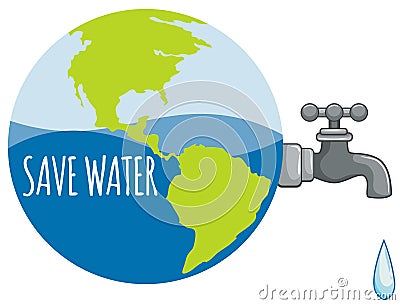 Save Water Sign With Tap Water Stock Vector - Image: 60567905