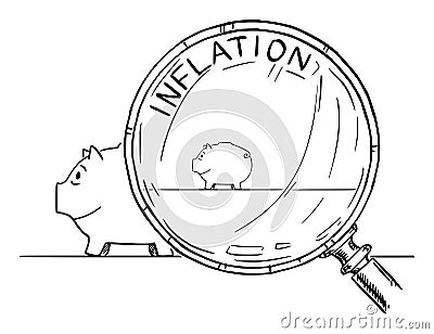 Savings Looks Smaller During Inflation , Vector Cartoon Illustration ...