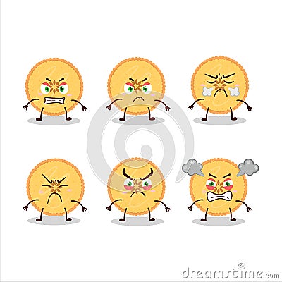 Savory Pie Cartoon Character With Various Angry Expressions Vector ...