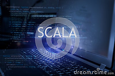 Scala Inscription Against Laptop And Code Background. Learn Scala Programming Language, Computer ...