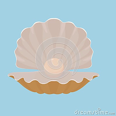 Scallop Seashell With Pearl Illustration Cartoon Vector | CartoonDealer ...