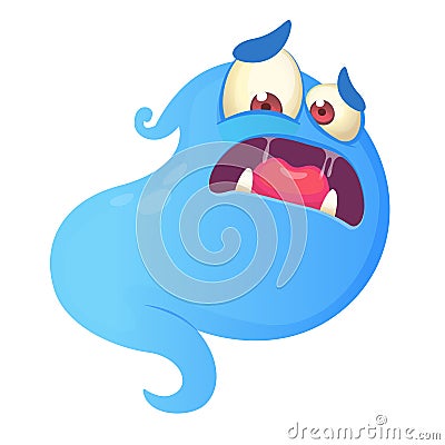 Scared Blue Ghost Cartoon. Vector Illustration. | CartoonDealer.com ...