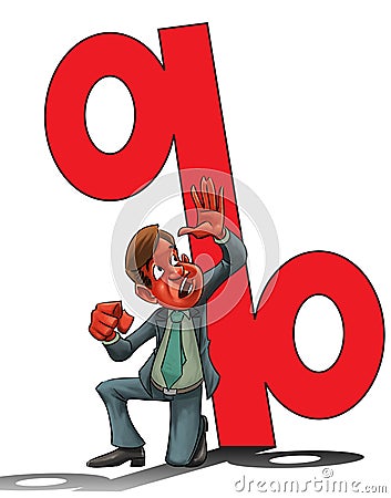 Scared Man And Toppling Percentage Symbol Royalty-Free Illustration ...