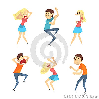 Scared And Panicking People Characters Afraid Of Something Vector Set ...