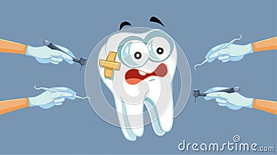 Scared Tooth Mascot Character Afraid Of The Dentist Vector Cartoon ...