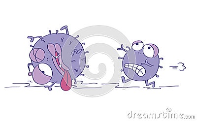 Scared Viruses, One Is Terrified And Running Away, Escaping From ...