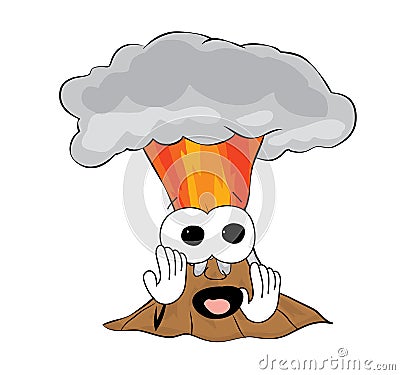 Sad volcano cartoon stock illustration. Illustration of lava - 49199678