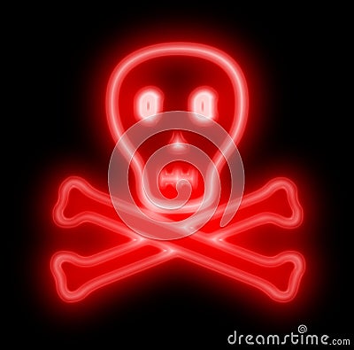 Scary Danger Neon Skull In Red Royalty-Free Cartoon | CartoonDealer.com ...