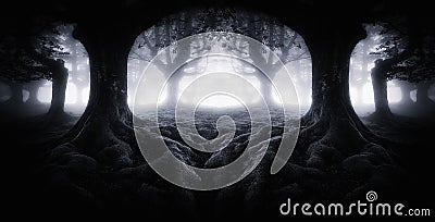 Horror Landscape of Dark Forest with Scary Tree Stock Photo - Image of ...