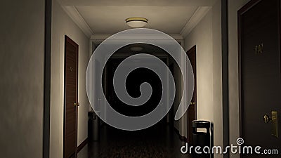 Scary Hotel Corridor at Night. Stock Footage - Video of house, loop ...