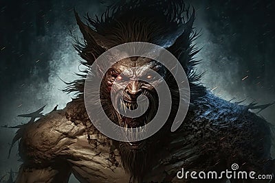 Scary Werewolf Charging At The Camera, Teeth Bared Royalty-Free Stock ...