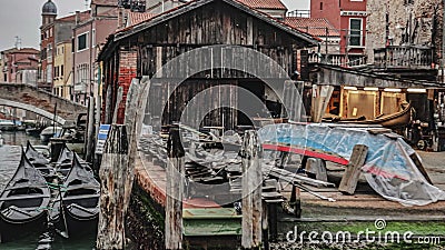 Gondola Construction Workshop in Venice Stock Video - Video of ...