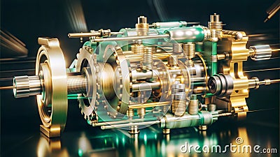 Schematic Breakdown Of An Internal Combustion Engine With Detailed Gear ...