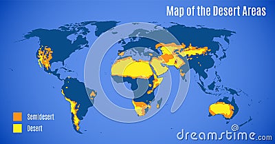 Schematic Map Of The Sandy Deserts Area Vector Illustration ...